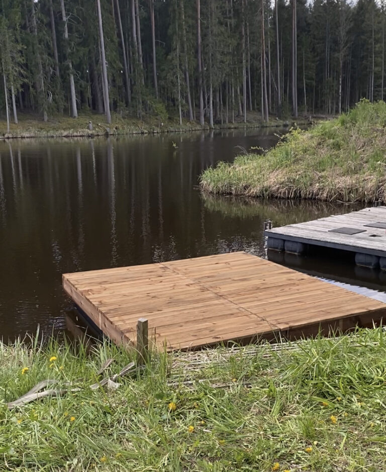 Floating Pontoon Deck Block 250x110x33 cm from Natural Pine Wood, Long ...